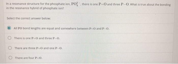 Solved In a resonance structure for the phosphate ion, PO | Chegg.com