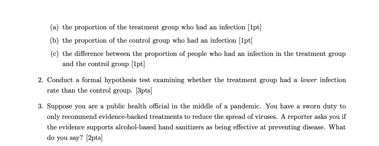 Solved Q1. Is Hand Sanitizer Effective? Evidence from One | Chegg.com