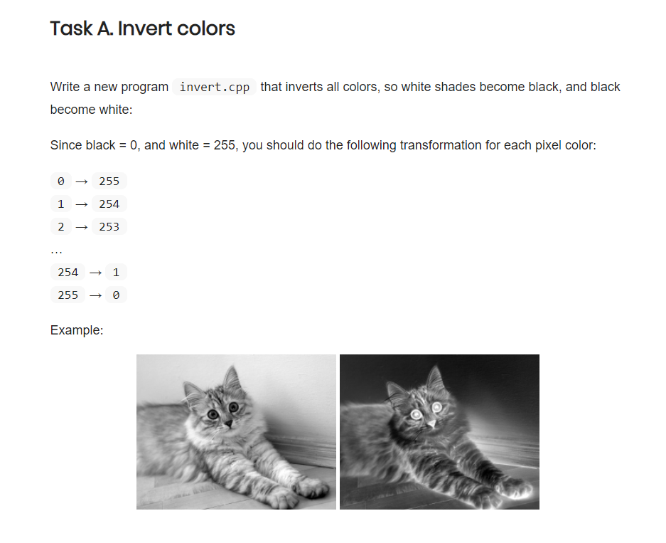 Solved Task A. Invert colors Write a new program become | Chegg.com