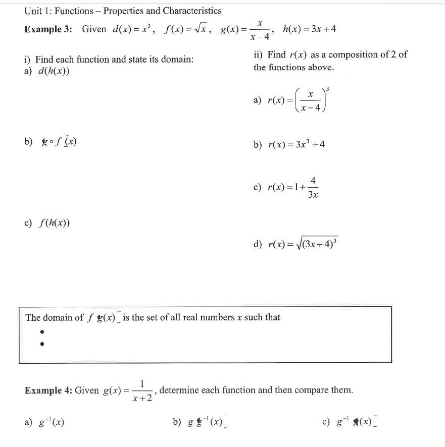 Solved Example 3: Given d(x)=x3,f(x)=x,g(x)=x−4x,h(x)=3x+4 | Chegg.com