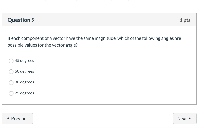 Solved Question 9 1 pts If each component of a vector have | Chegg.com