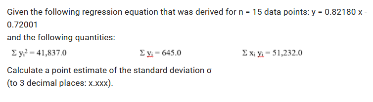 Solved Given the following regression equation that was | Chegg.com
