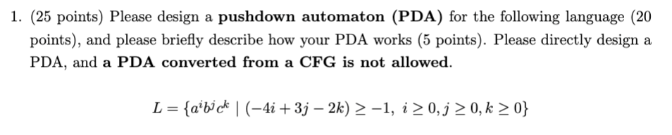 Solved 1 25 Points Please Design A Pushdown Automaton 