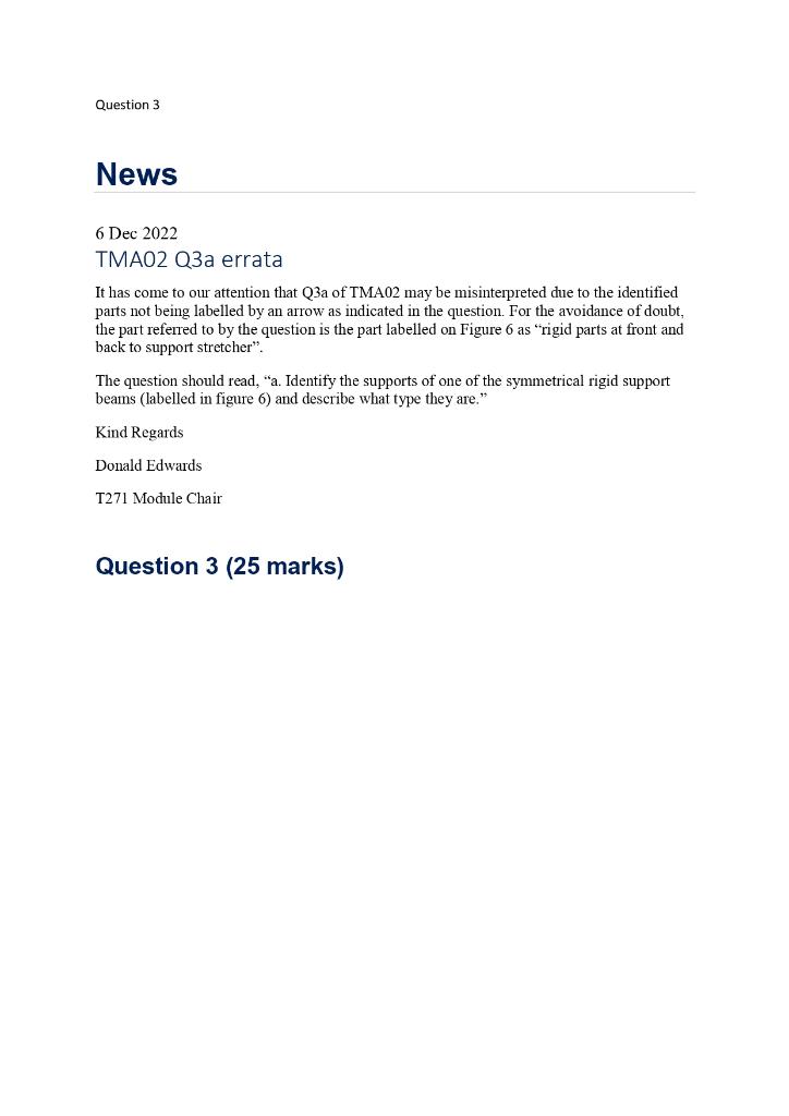 Solved 6 Dec 2022 TMA02 Q3a errata It has come to our | Chegg.com
