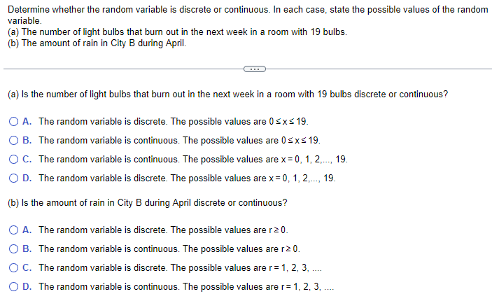 Solved Determine Whether The Random Variable Is Discrete Or 4466