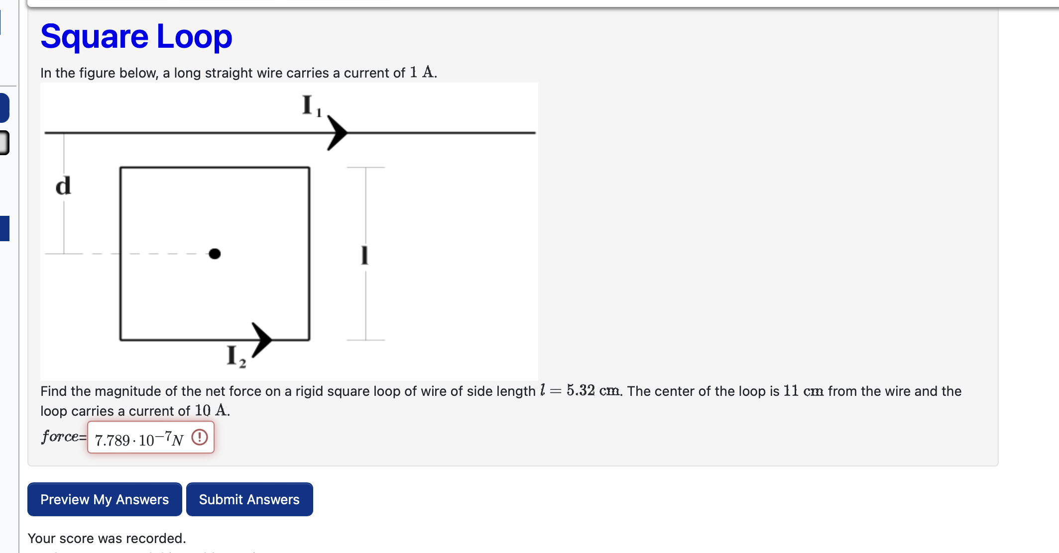 Solved Square LoopIn the figure below, a long straight wire | Chegg.com