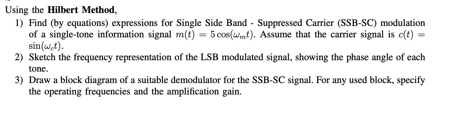 Solved Using the Hilbert Method, 1) Find (by equations) | Chegg.com