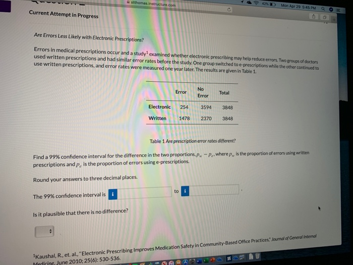 Solved 슬 イ 庮令 stthomas.instructure.com 42%E) Mon Apr 295:45 | Chegg.com