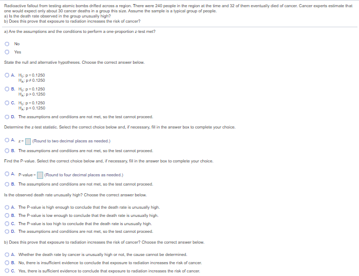 Solved Radioactive fallout from testing atomic bombs drifted | Chegg.com