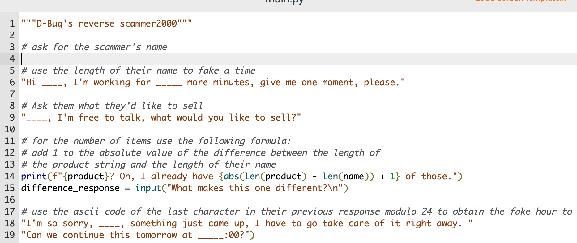 Solved Python Please! D-Bug has been receiving a lot of scam | Chegg.com
