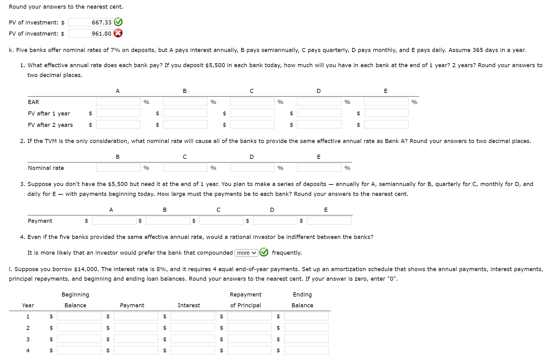 Solved Round your answers to the nearest cent. PV of | Chegg.com