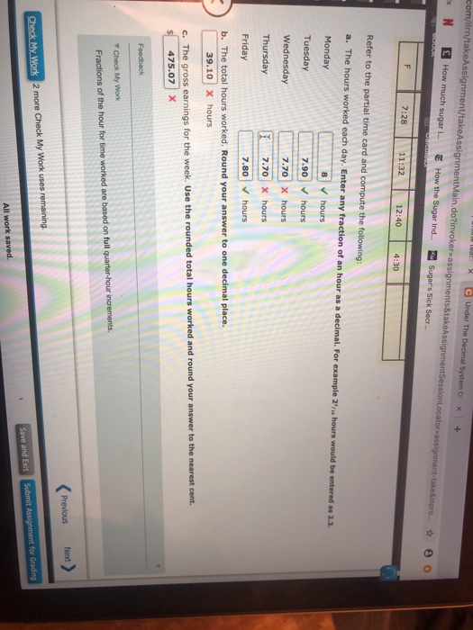 Solved Under the decimal system of computing time worked at | Chegg.com