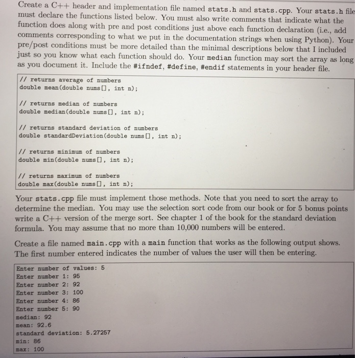 Solved Create A C Header And Implementation File Named