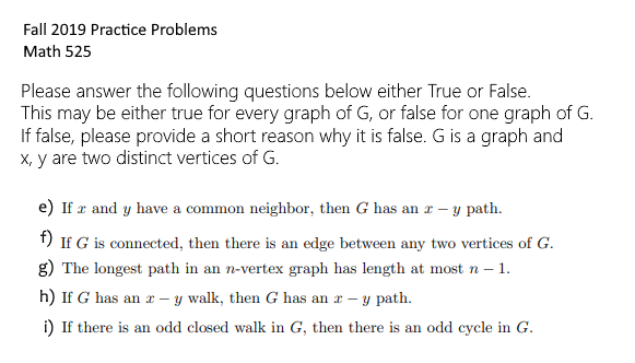 Solved Fall 2019 Practice Problems Math 525 Please answer | Chegg.com