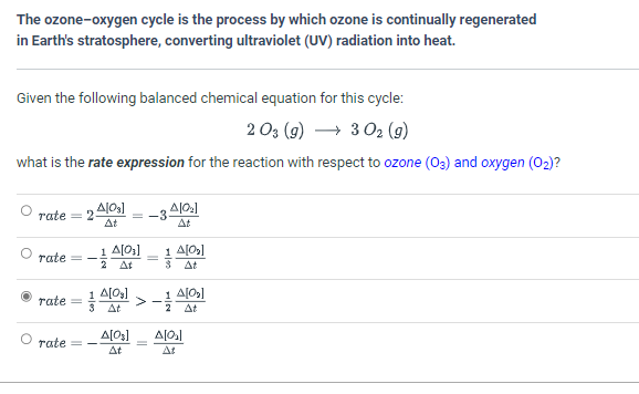 Solved The ozone-oxygen cycle is the process by which ozone | Chegg.com