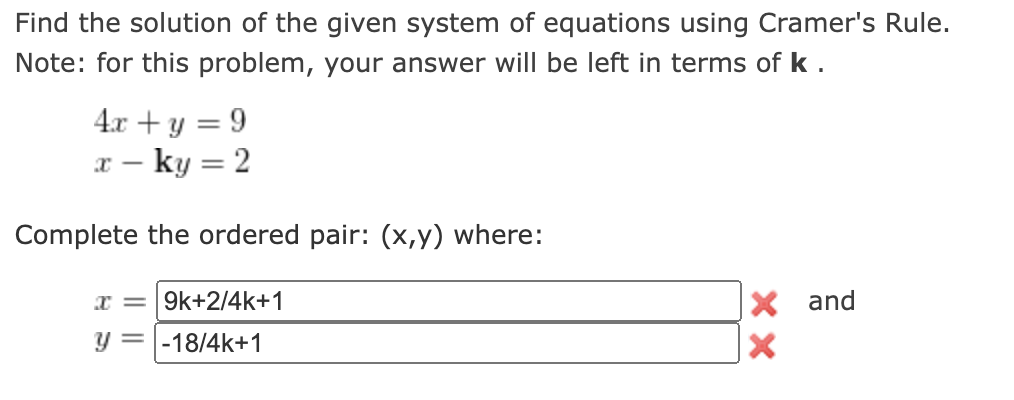 Solved Find the solution of the given system of equations | Chegg.com