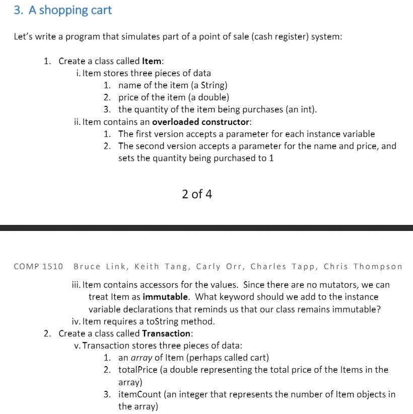 Solved 3. A shopping cart Let's write a program that | Chegg.com
