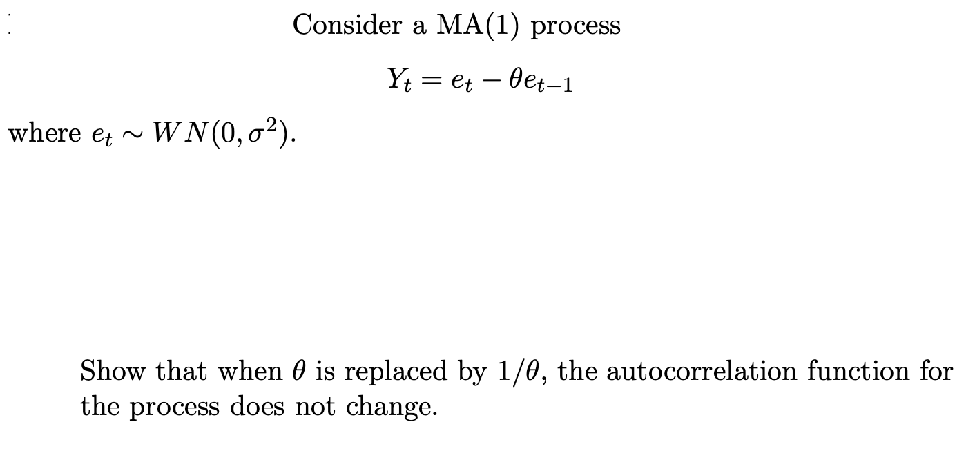 Solved Consider a MA(1) process Yt=et−θet−1 where | Chegg.com