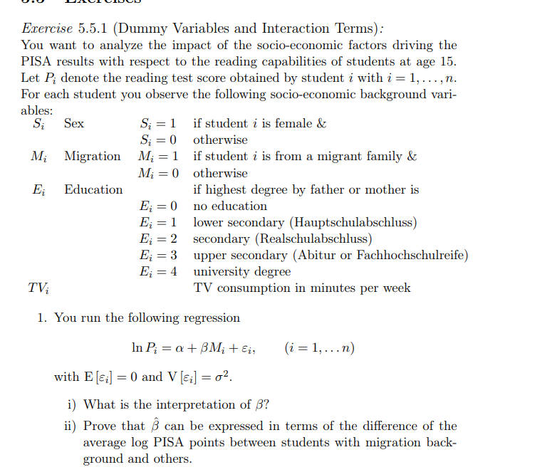 Solved Exercise 5.5.1 (Dummy Variables and Interaction | Chegg.com