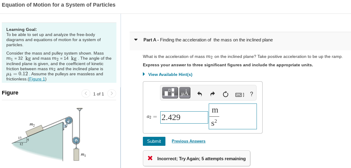 Solved Equation of Motion for a System of Particles Part A - | Chegg.com