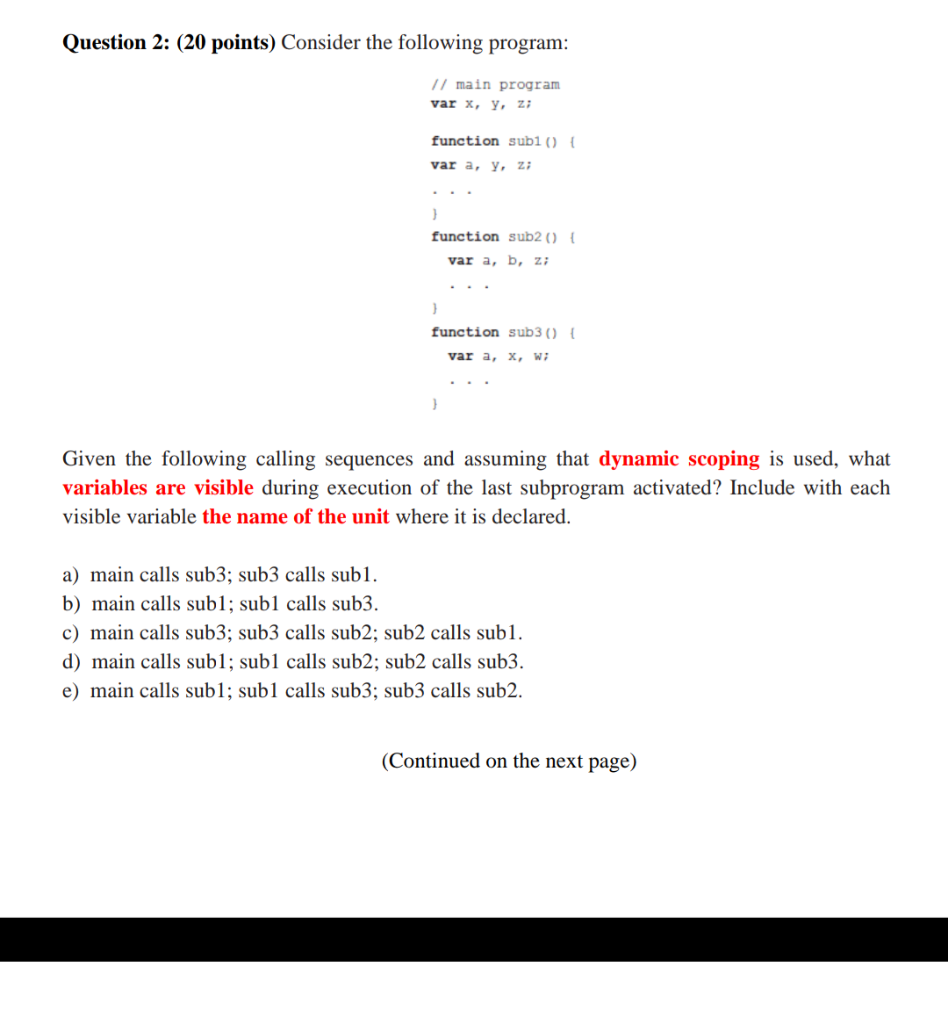 Solved Question 2: (20 points) Consider the following | Chegg.com