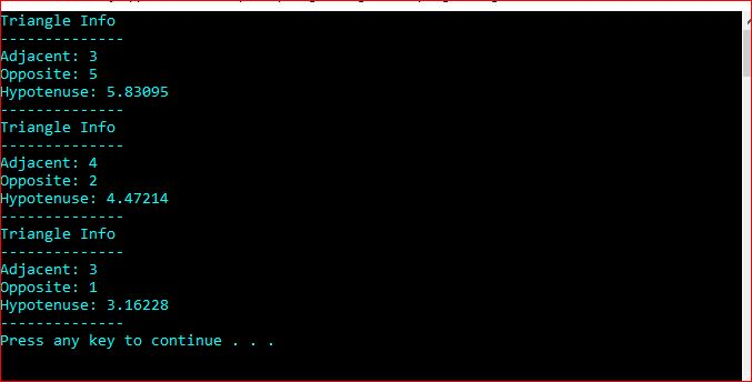 Solved Create an application for a right triangle class with | Chegg.com