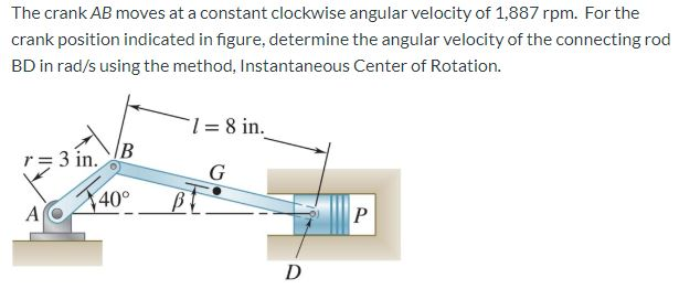 Solved The crank AB moves at a constant clockwise angular | Chegg.com