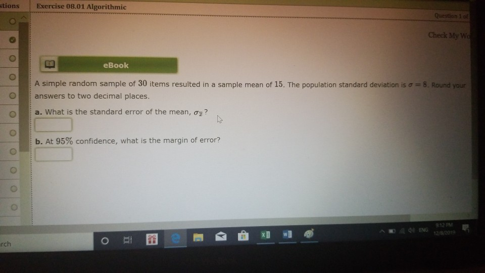 Solved stions Exercise 08.01 Algorithmic Question 1 of Check | Chegg.com