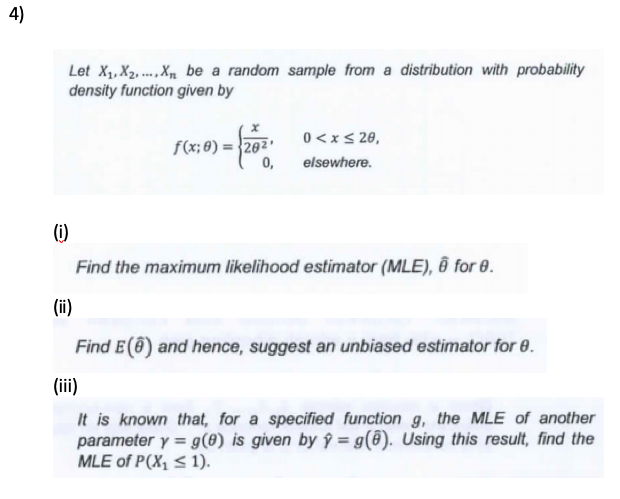Solved 4) Let X1, X2, ..., Xn be a random sample from a | Chegg.com