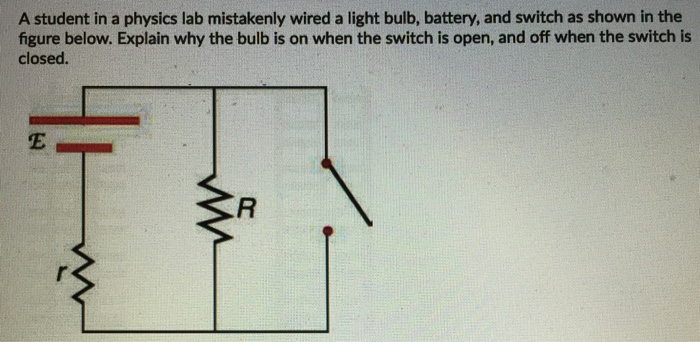 Solved A student in a physics lab mistakenly wired a light | Chegg.com