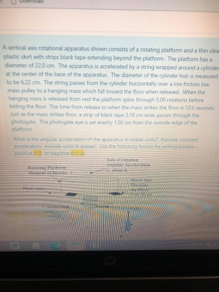 Solved A vertical axis rotational apparatus shown consists | Chegg.com