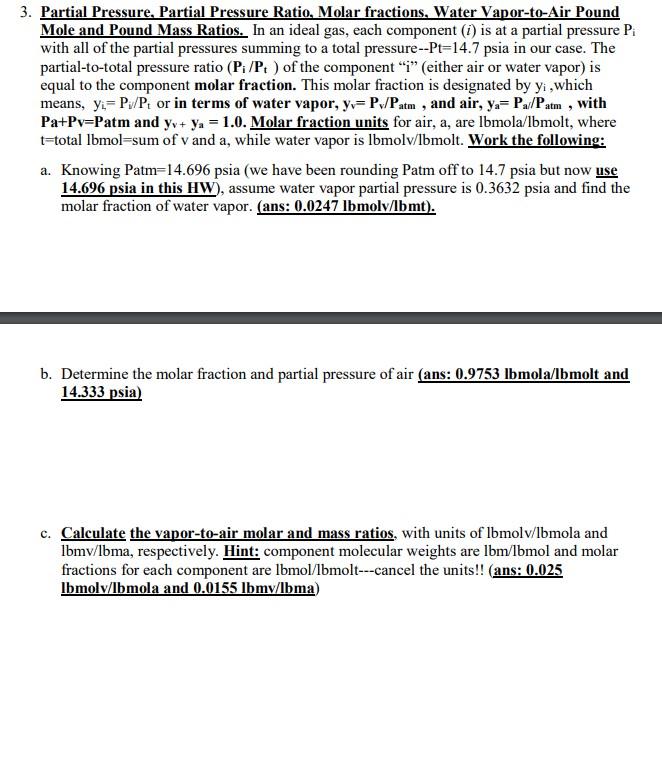 Solved Partial Pressure, Partial Pressure Ratio, Molar | Chegg.com