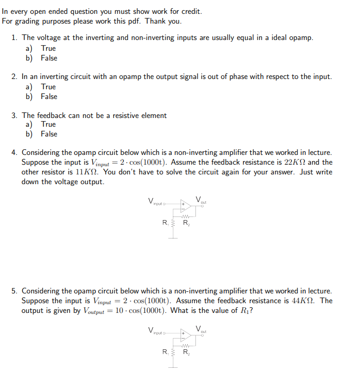 Solved 1. The voltage at the inverting and non-inverting | Chegg.com