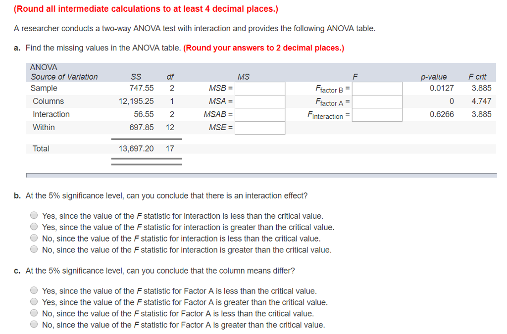 Solved (Round all intermediate calculations to at least 4 | Chegg.com