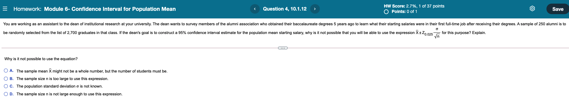 Solved Homework: Module 6- Confidence Interval for | Chegg.com