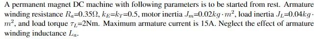 Solved A permanent magnet DC machine with following | Chegg.com