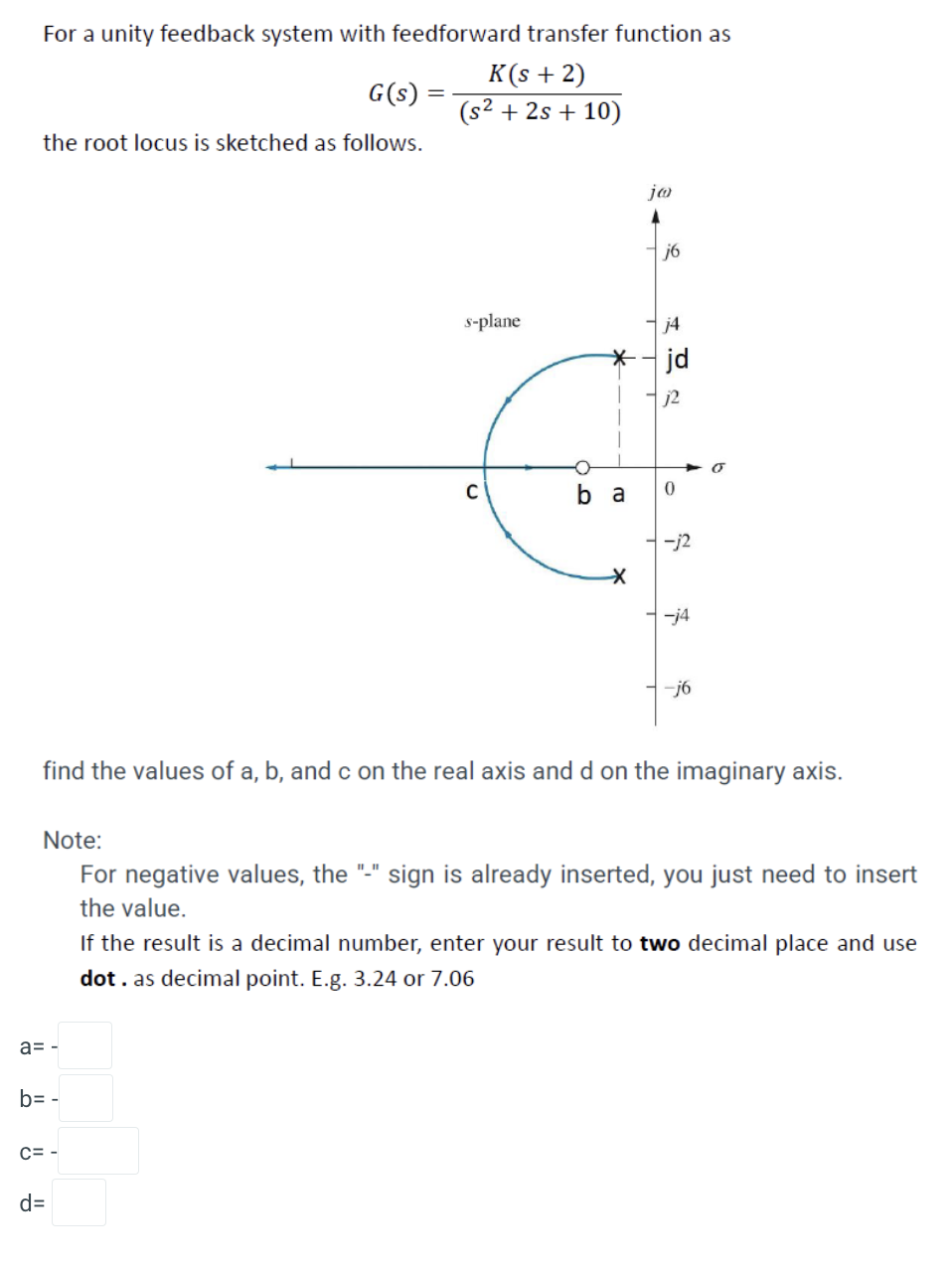 Solved For a unity feedback system with feedforward transfer | Chegg.com