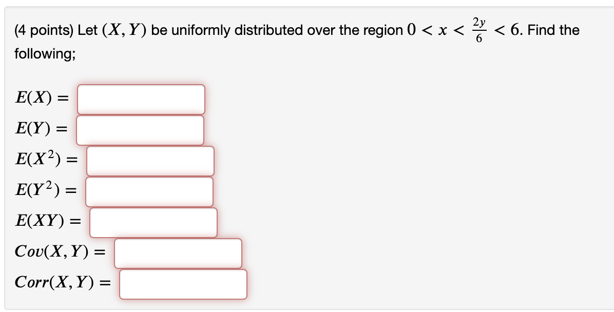 Solved (4 points) Let (X,Y) be uniformly distributed over | Chegg.com