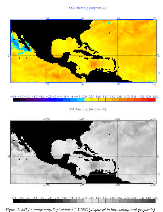 Solved SST Anomaly (degrees C) 10 -100 -80 -5.0-45-40 | Chegg.com