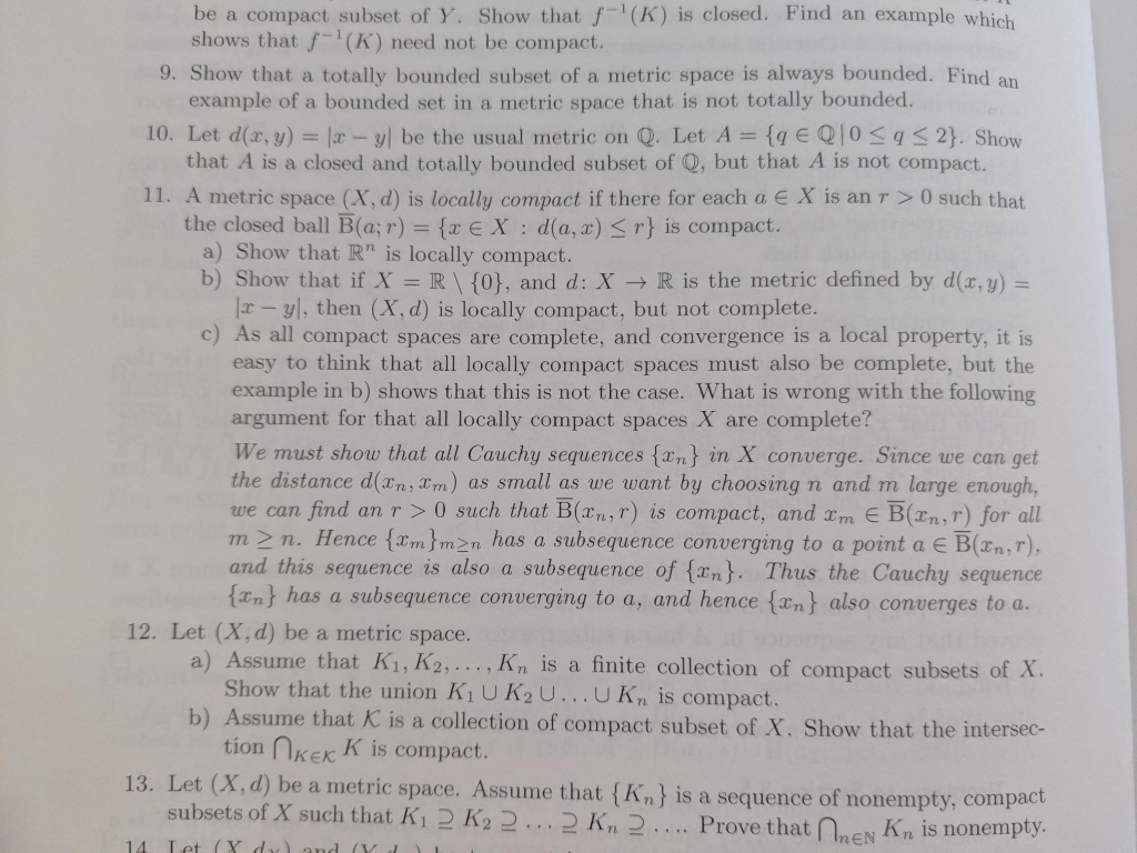 Solved be a compact subset of Y. Show that f1 (K) is closed. | Chegg.com