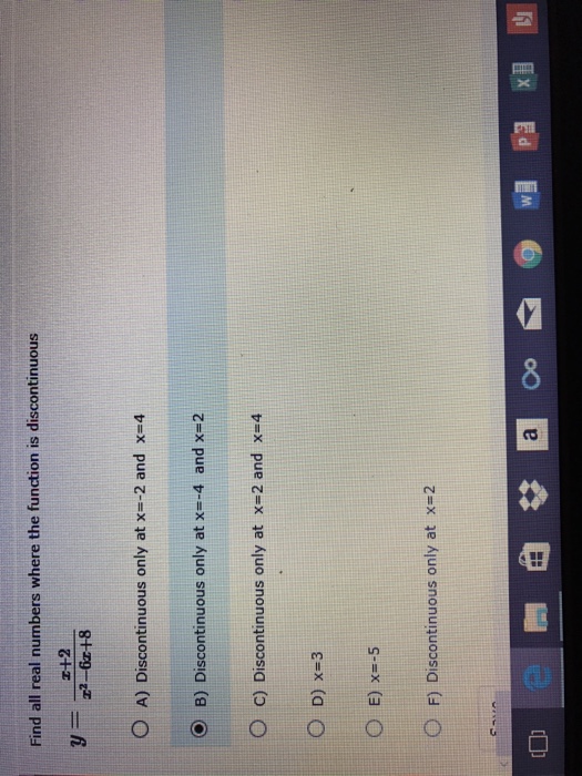 Solved Find all real numbers where the function is | Chegg.com