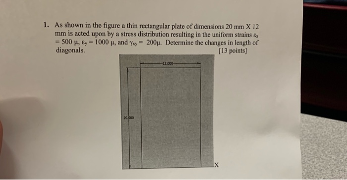 Solved 1.As shown in the figure a thin rectangular plate of | Chegg.com