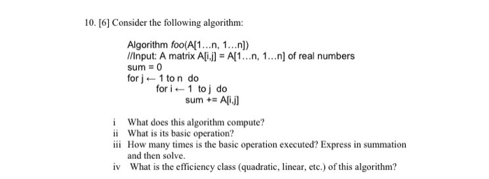 Solved Consider The Following Algorithm Algorithm 