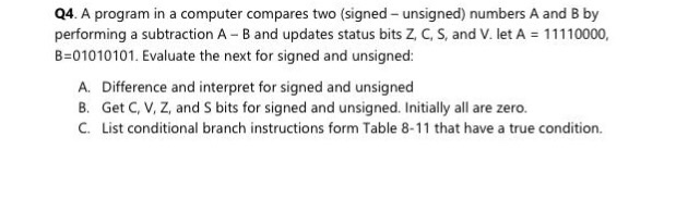 Solved Q4. A program in a computer compares two | Chegg.com