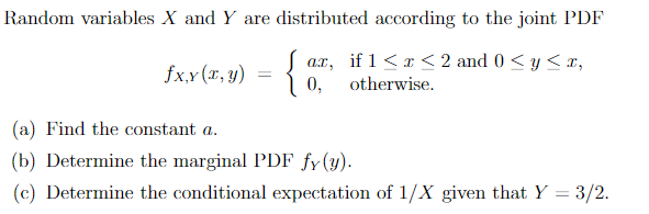 Solved Random variables X and Y are distributed according to | Chegg.com
