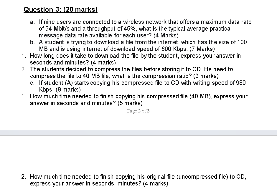 Solved Question 3: (20 marks) a. If nine users are connected | Chegg.com