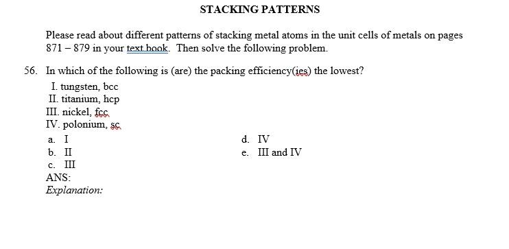 Solved Please read about different patterns of stacking | Chegg.com
