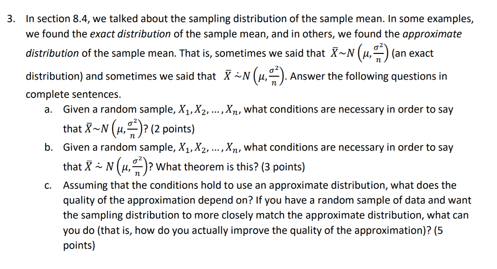 Solved 3. In section 8.4, we talked about the sampling | Chegg.com
