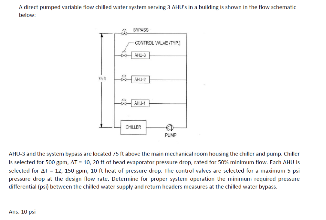 A direct pumped variable flow chilled water system | Chegg.com