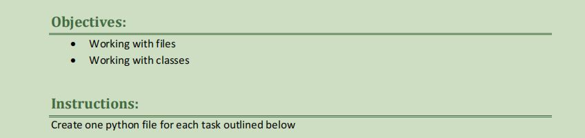 Solved Objectives: - Working with files - Working with | Chegg.com